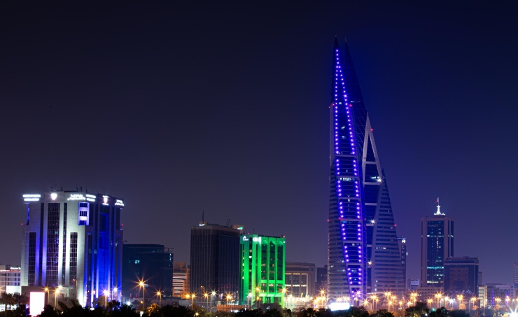 Bahrain's landmarks, facilities lit up with Kuwaiti flag colours