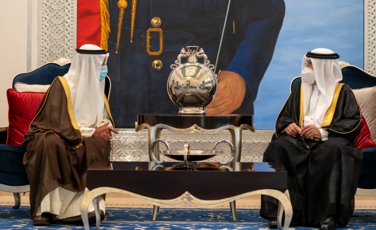 HH Shaikh Ali bin Khalifa receives Shaikh Mubarak Jaber Al-Ahmed Al-Sabah