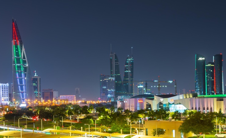 Bahrain's landmarks, facilities lit up with UAE flag colours