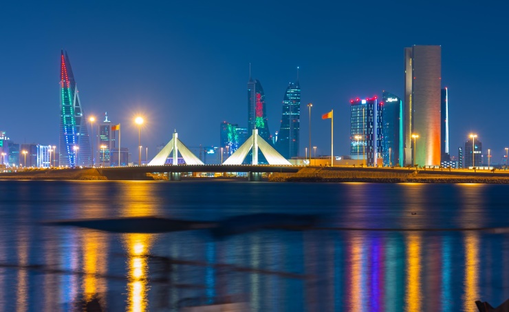 Bahrain's landmarks, facilities lit up with UAE flag colours