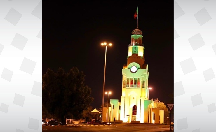 Bahrain landmarks lit up in Saudi flag colours